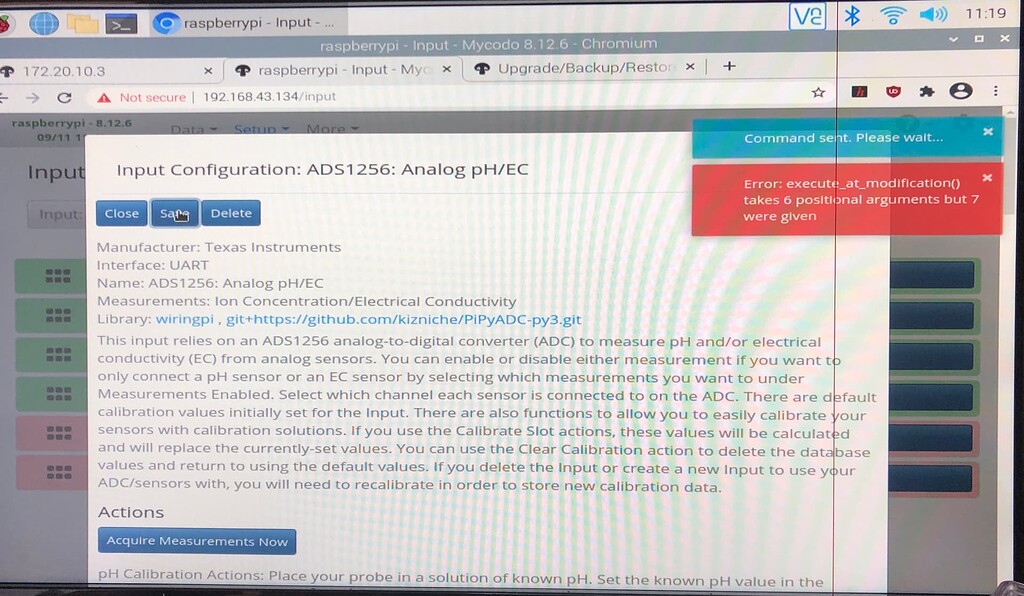 Input settings not able to be saved and produces error - Mycodo Issue/Bug - Radical DIY Forum
