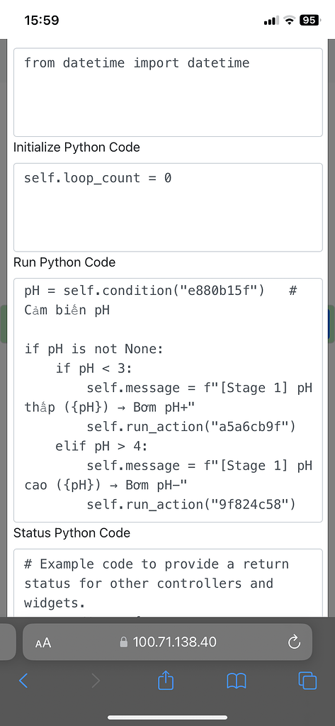 Python Function Not Triggering pH Adjustment Pumps After Activation ...