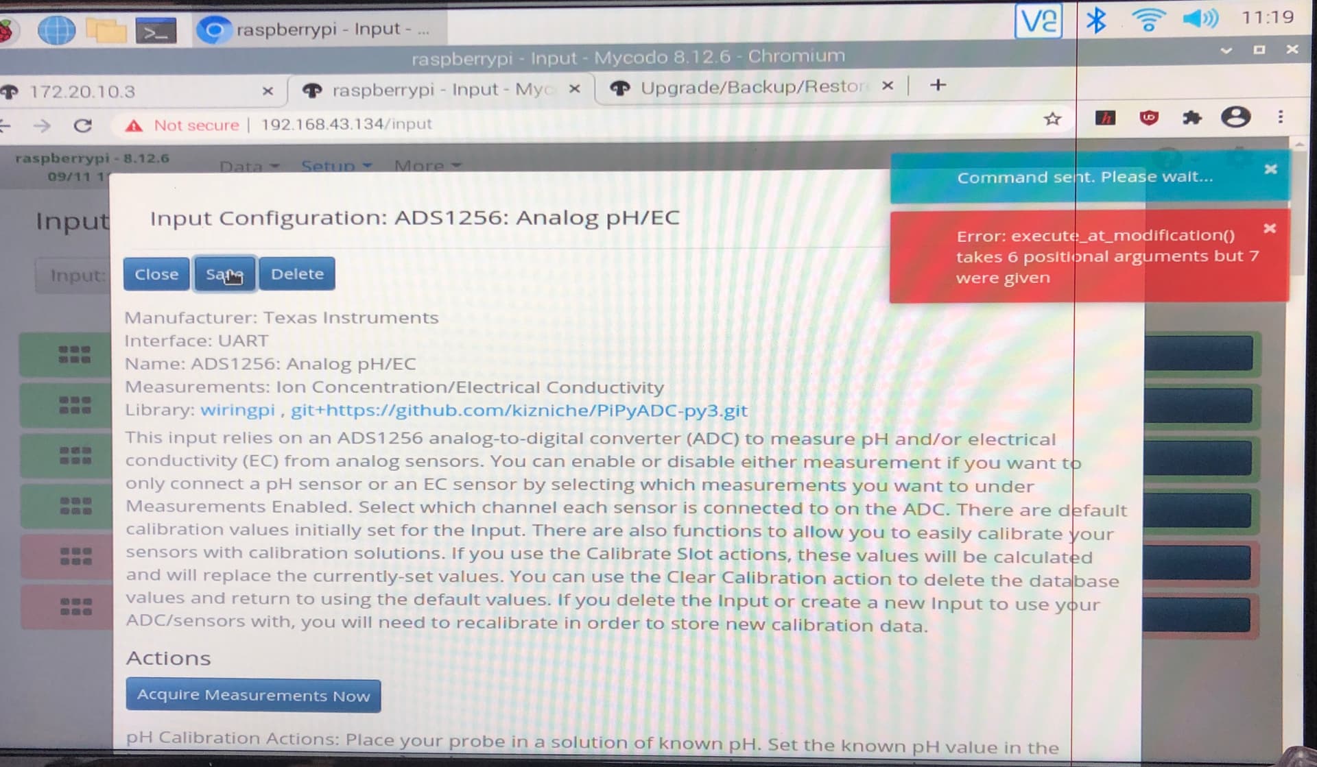 Input settings not able to be saved and produces error - Mycodo Issue/Bug - Radical DIY Forum